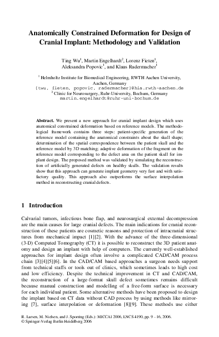 Pdf Cranial Implant Design Via Anatomical Deformation