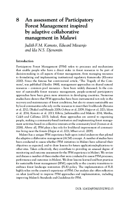 (PDF) An assessment of Participatory Forest Management inspired by adaptive collaborative ...