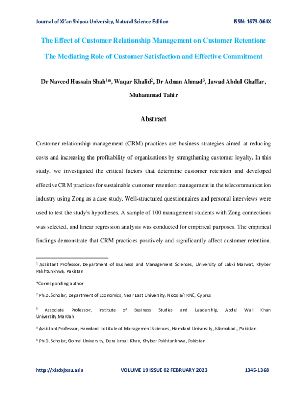 (PDF) The Effect of Customer Relationship Management on Customer ...