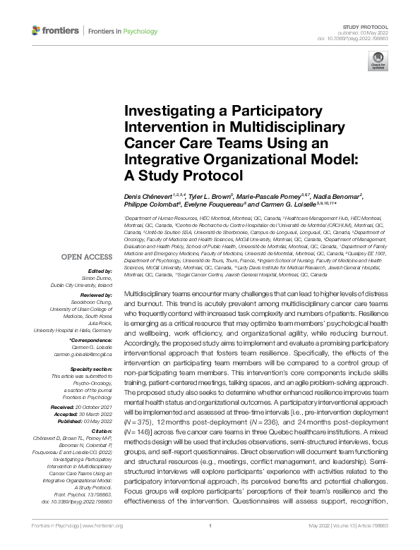 (PDF) Investigating a Participatory Intervention in Multidisciplinary ...