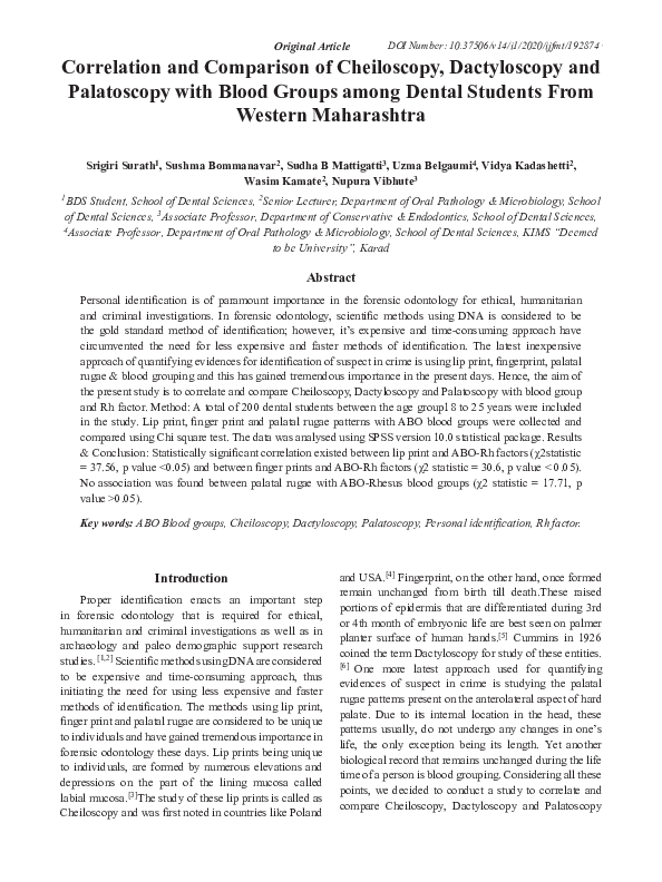 (PDF) Original Article-Correlation and Comparison of Cheiloscopy ...