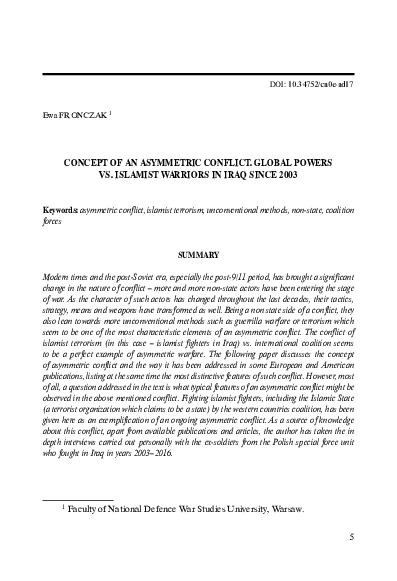 (PDF) Concept of an asymmetric conflict. Global powers vs. islamist ...