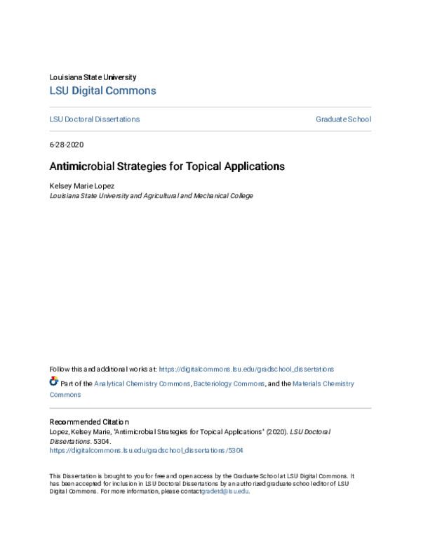 (PDF) Antimicrobial Strategies for Topical Applications