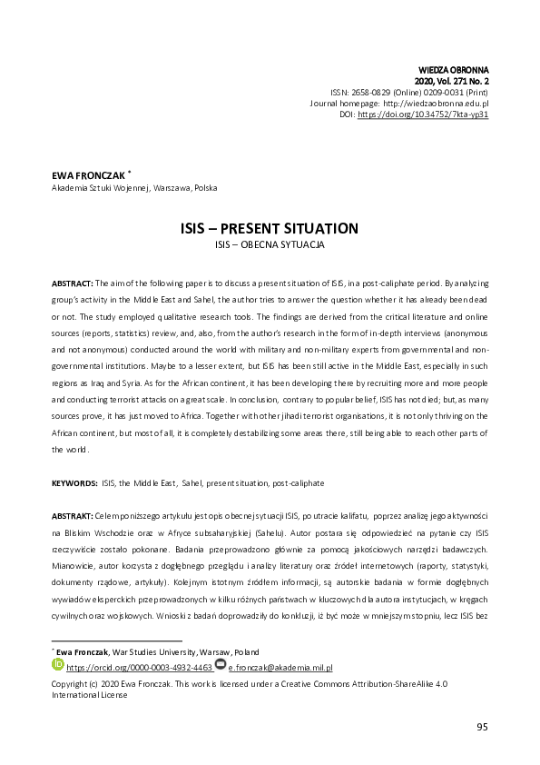 (PDF) ISIS – present situation