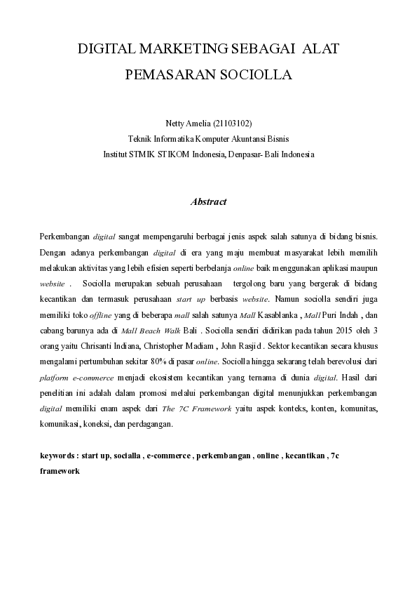 (PDF) Digital Marketing Sebagai Alat Pemasaran Sociolla