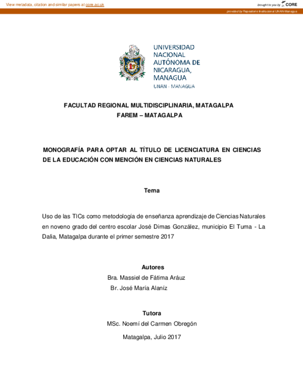 (PDF) Uso de las TICs como metodología de enseñanza aprendizaje de Ciencias Naturales en noveno ...