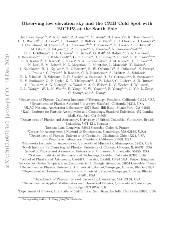 (PDF) Observing low elevation sky and the CMB Cold Spot with BICEP3 at ...