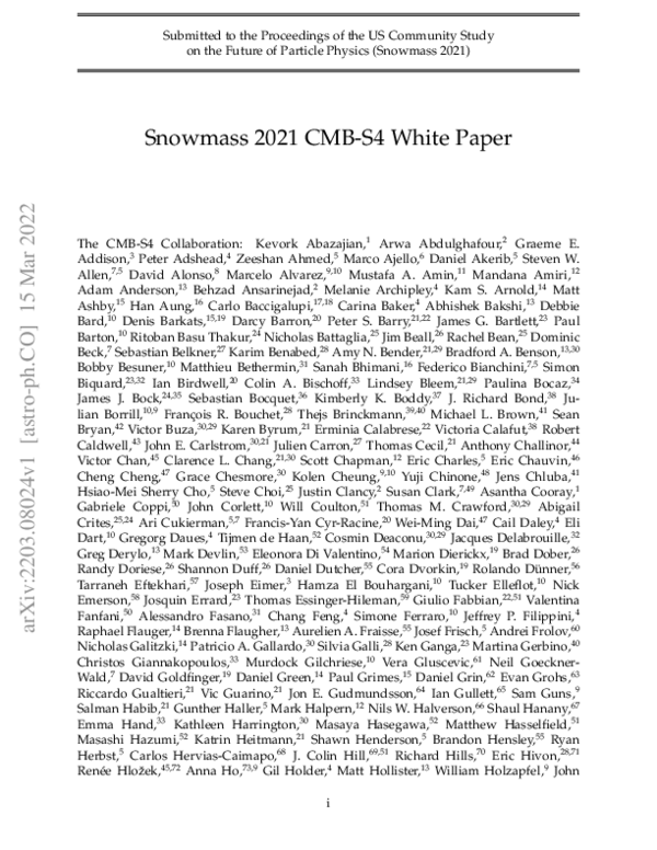 (PDF) Snowmass 2021 CMB-S4 White Paper