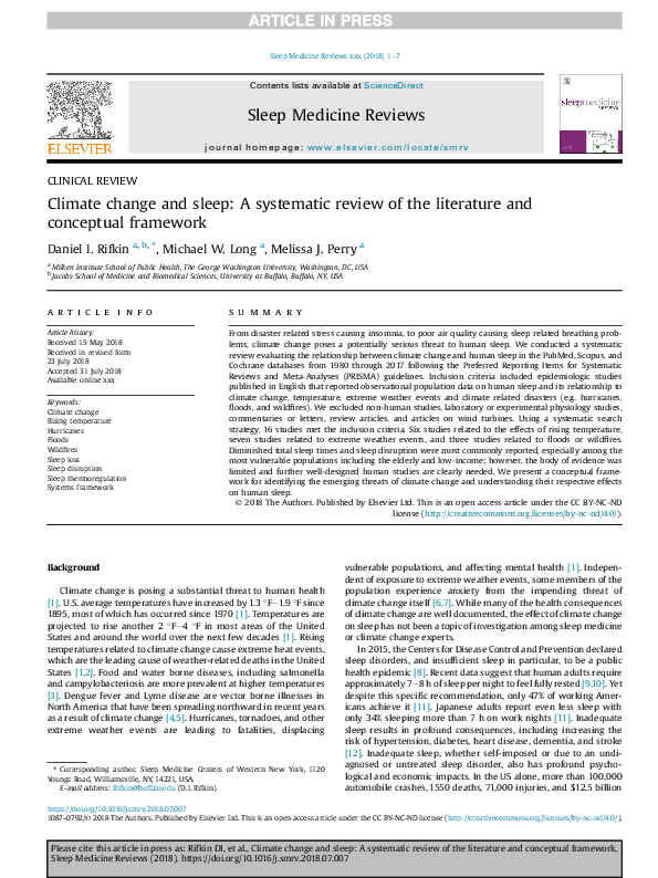 (PDF) Climate Change and Sleep: A Systematic Review and Conceptual ...