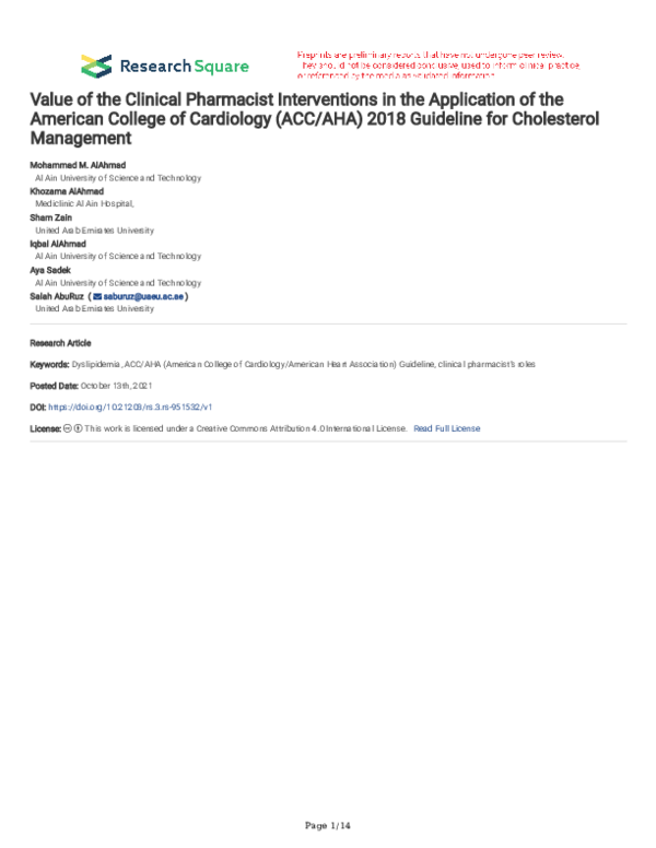 (PDF) Value of the Clinical Pharmacist Interventions in the Application ...