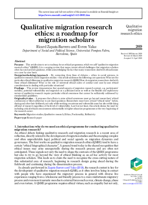 (PDF) Qualitative migration research ethics: a roadmap for migration ...