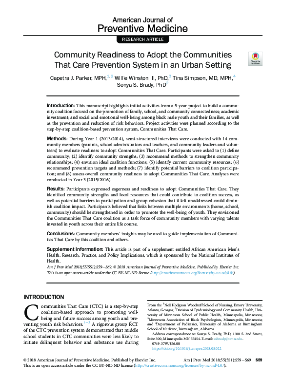 (PDF) Community Readiness to Adopt the Communities That Care Prevention ...