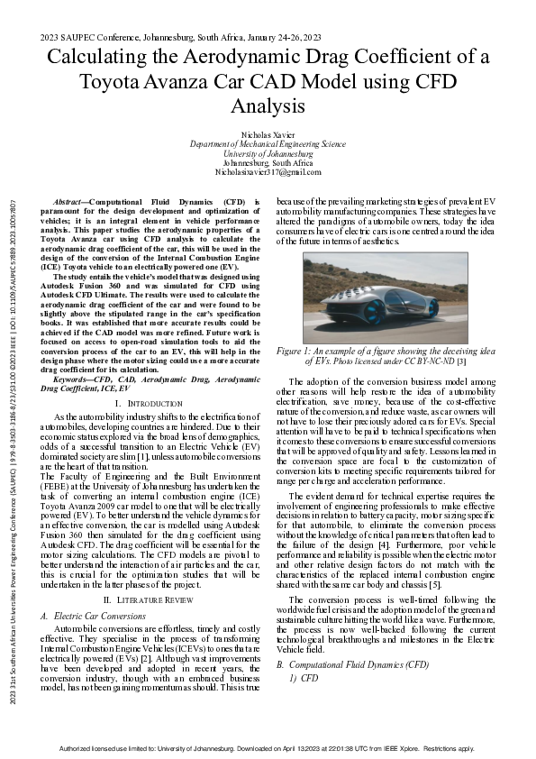 (PDF) Calculating the Aerodynamic Drag Coefficient of a Toyota Avanza ...