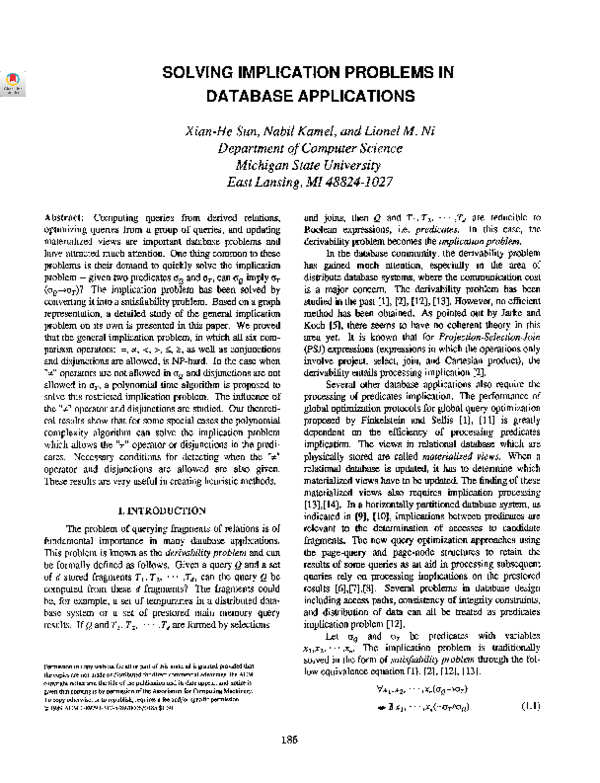 (PDF) Solving implication problems in database applications