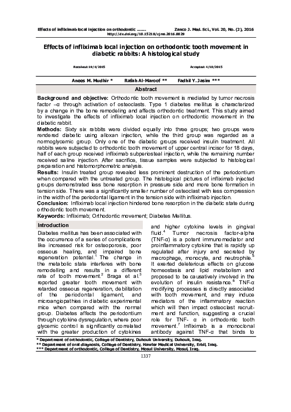 (PDF) Effects of infliximab local injection on orthodontic tooth ...