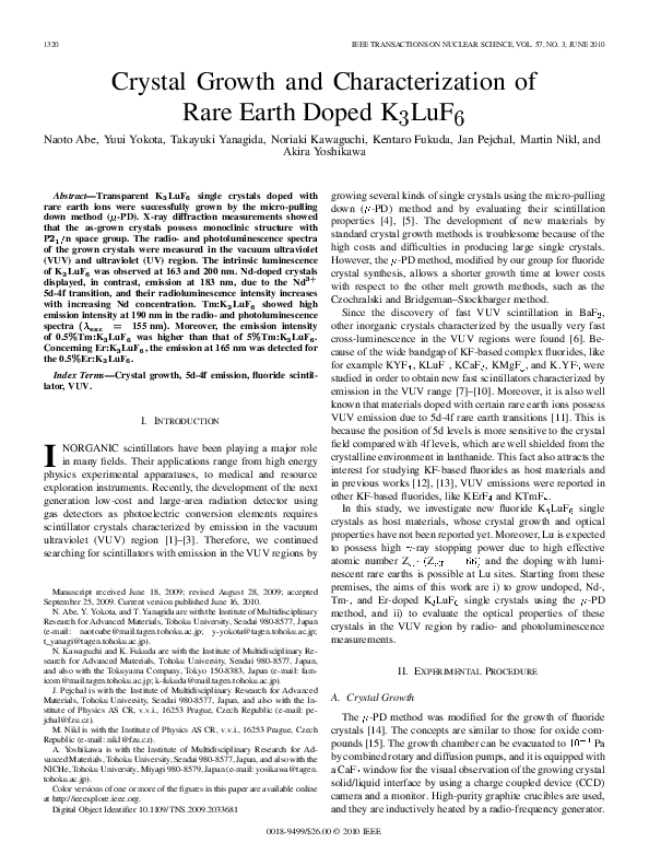 (PDF) Crystal Growth and Characterization of Rare Earth Doped ${\hbox{K}}_{3}{\hbox{LuF}}_{6 ...
