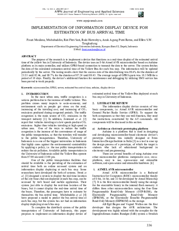 (PDF) Implementation of information display device for estimation of bus arrival time