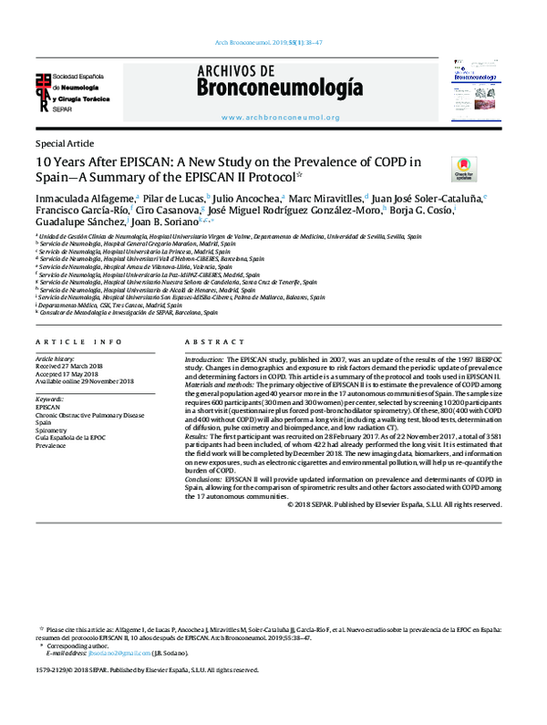 (PDF) 10 Years After EPISCAN: A New Study on the Prevalence of COPD in ...