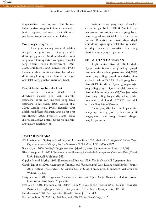 (PDF) Profil Pasien Dan Profil Pengobatan Diare DI Klinik Medis Ubaya ...