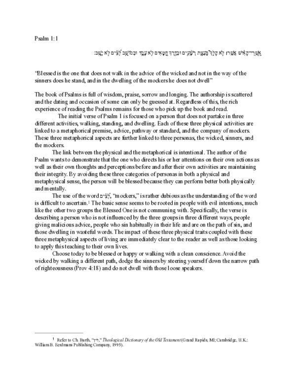 (PDF) Psalm 1 The Blessed One
