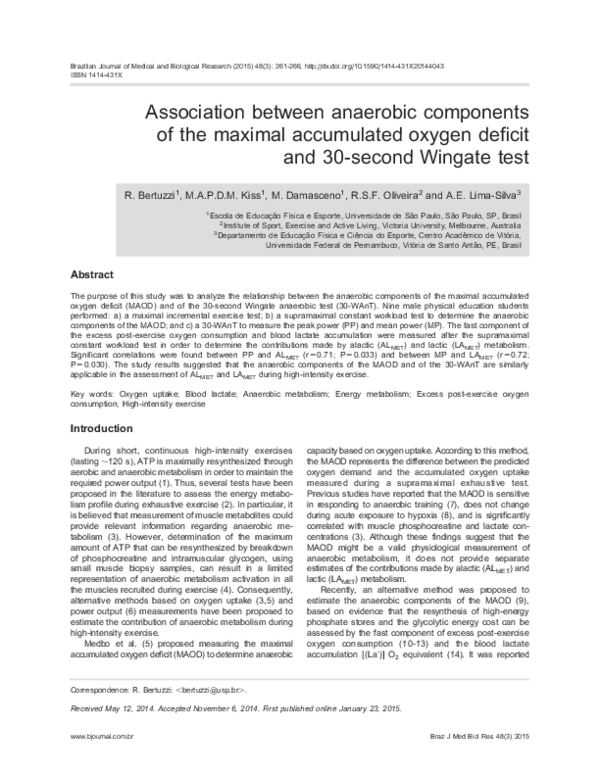 (PDF) Association between anaerobic components of the maximal ...
