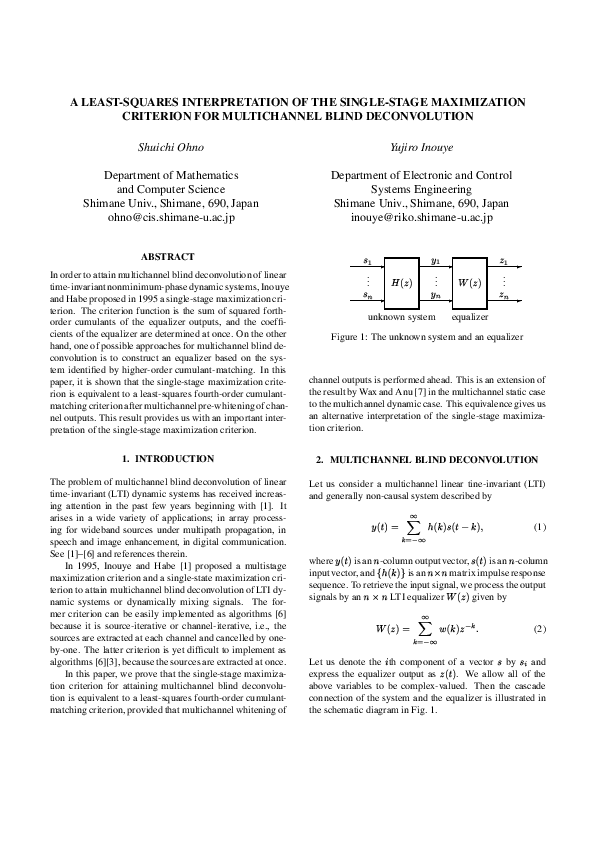 Pdf A Least Squares Interpretation Of The Single Stage Maximization