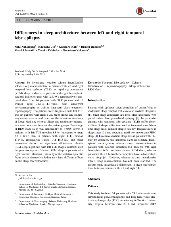 (PDF) Differences in sleep architecture between left and right temporal ...