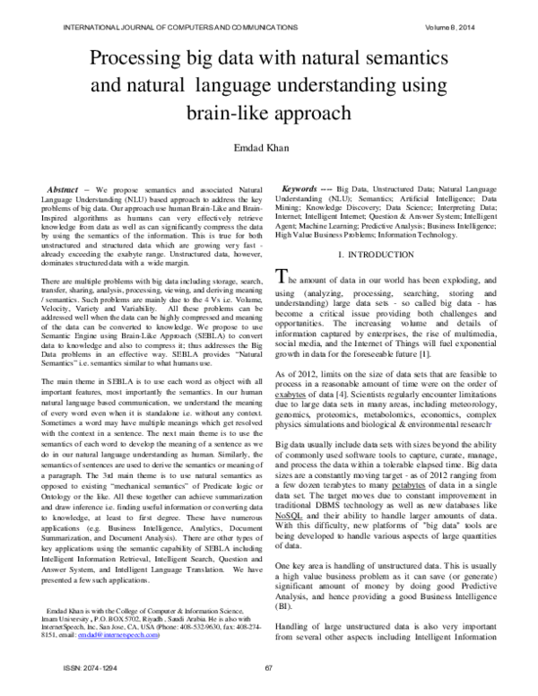 (PDF) Processing big data with natural semantics and natural language understanding using brain ...