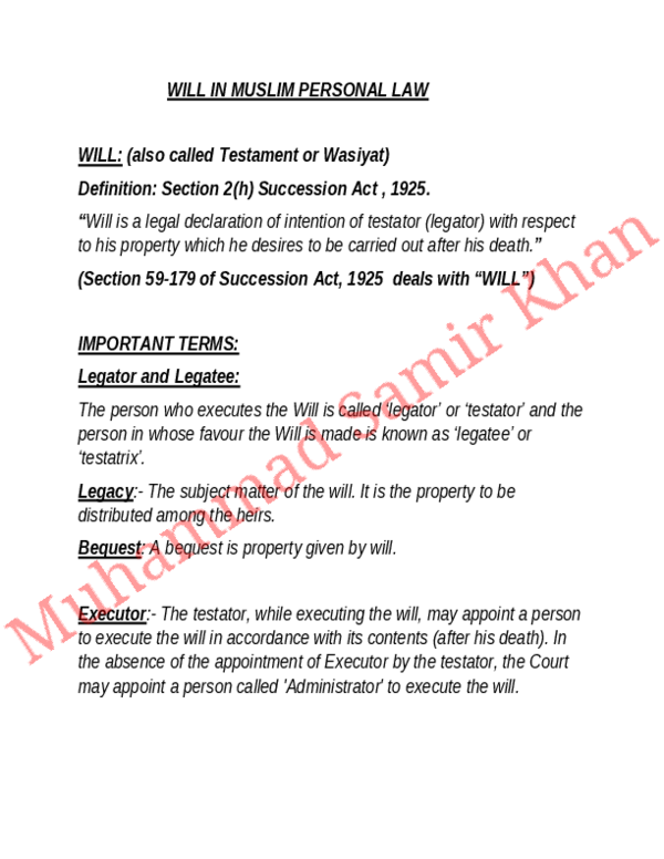 (PDF) The concept of will under Islamic law