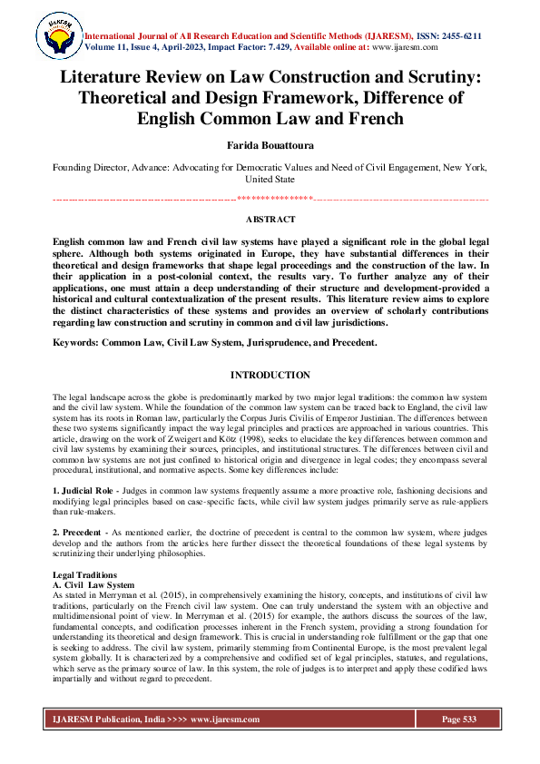 (PDF) Literature Review on Law Construction and Scrutiny: Theoretical ...