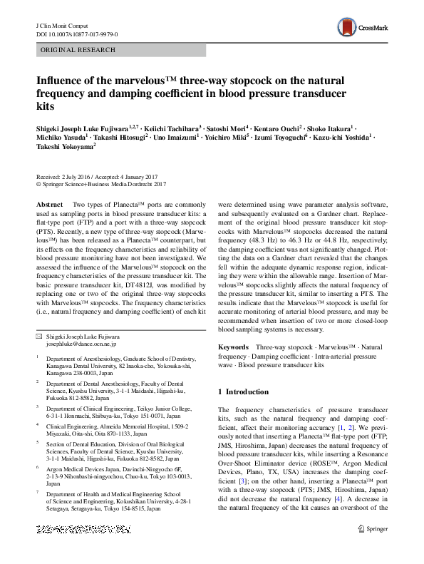 (PDF) Influence of the marvelous™ three-way stopcock on the natural ...