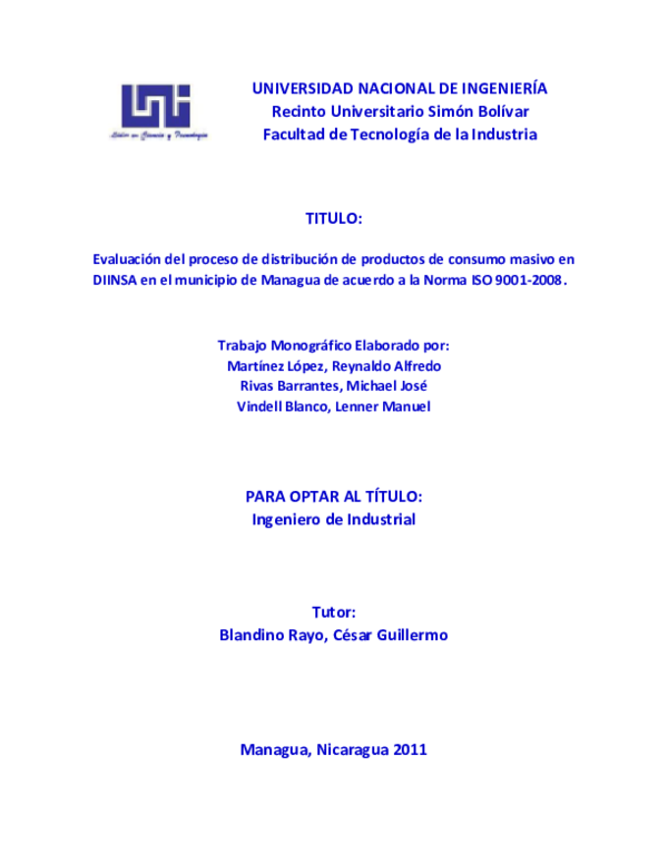 (PDF) Evaluación del proceso de distribución de productos de consumo ...