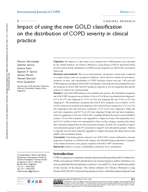 (PDF) Impact of using the new GOLD classification on the distribution ...