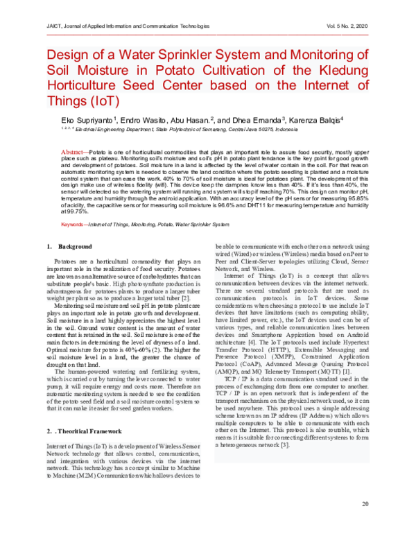 (PDF) Design of a Water Sprinkler System and Monitoring of Soil ...