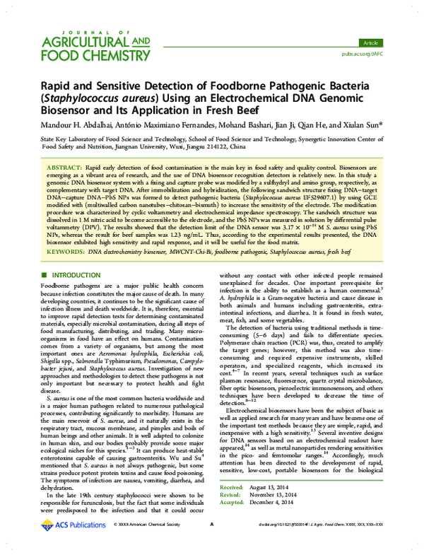 Pdf Rapid And Sensitive Detection Of Foodborne Pathogenic Bacteria Staphylococcus Aureus