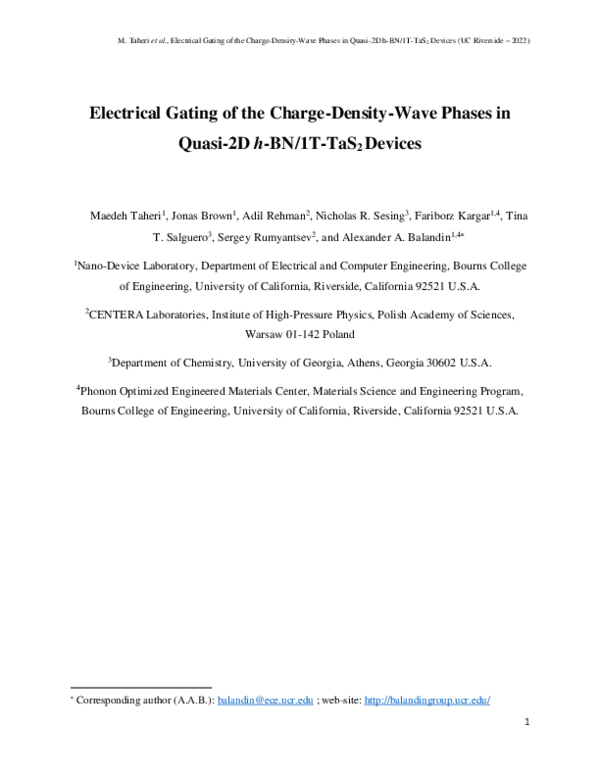 (PDF) Electrical Gating of the Charge-Density-Wave Phases in Quasi-2D h-BN/1T-TaS$_2$ Devices