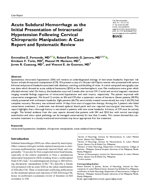 (PDF) Acute Subdural Hemorrhage as the Initial Presentation of Intracranial Hypotension ...