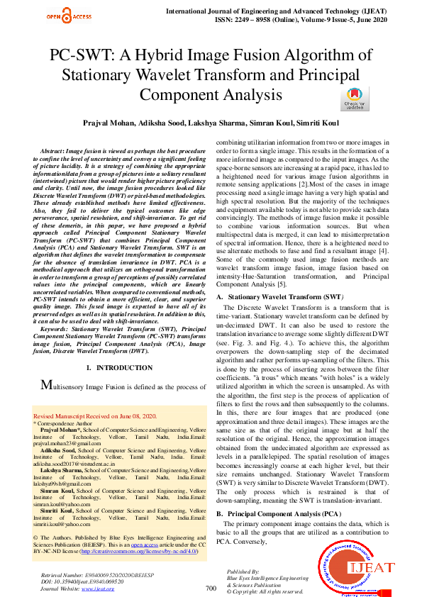 Pdf Pc Swt A Hybrid Image Fusion Algorithm Of Stationary Wavelet