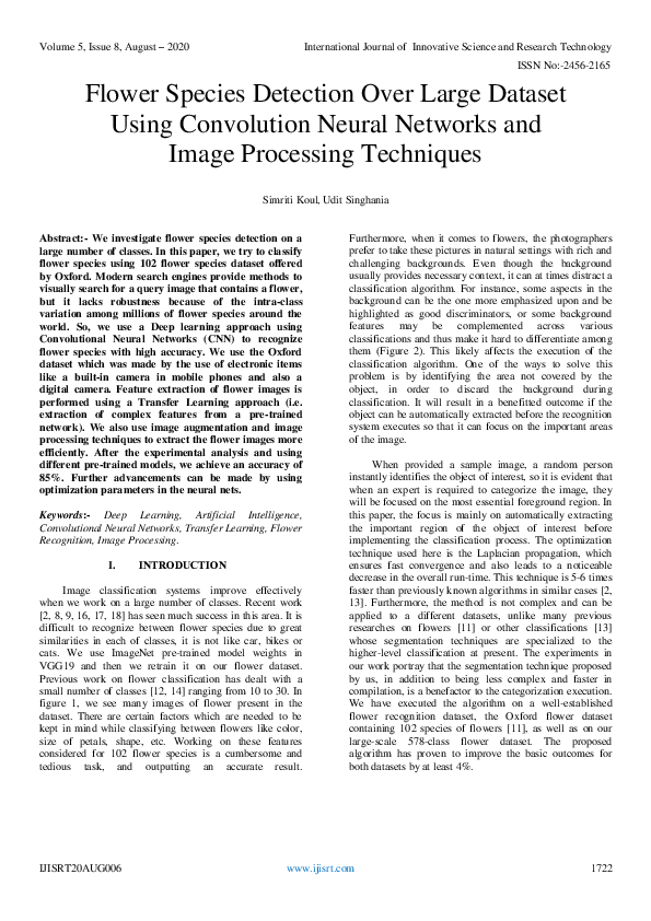 Pdf Flower Species Detection Over Large Dataset Using Convolution