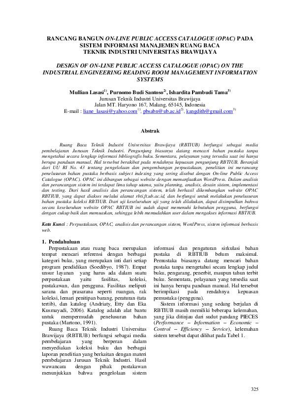 (PDF) Rancang Bangun On-Line Public Access Catalogue (Opac) Pada Sistem ...