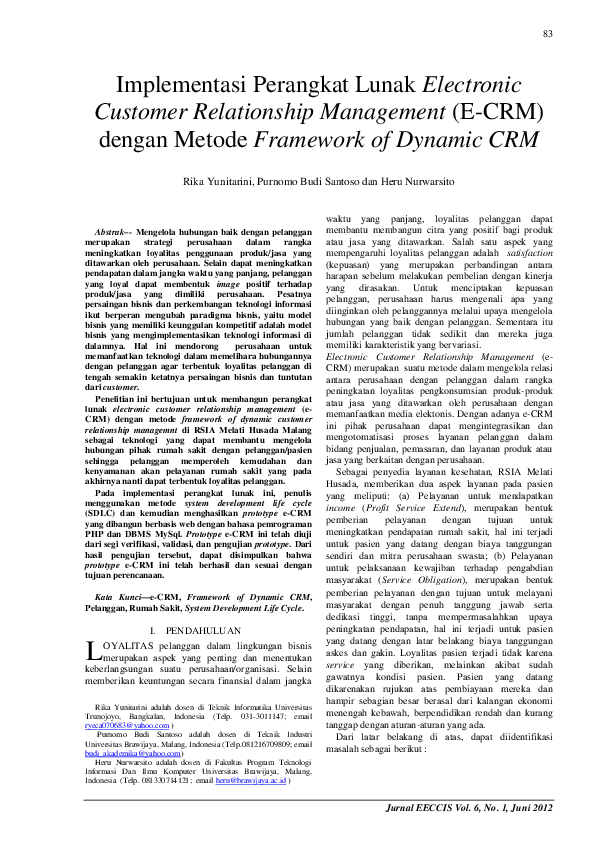(PDF) Implementasi Perangkat Lunak Electronic Customer Relationship ...