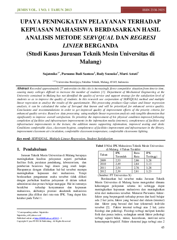 (PDF) UPAYA PENINGKATAN PELAYANAN TERHADAP KEPUASAN MAHASISWA BERDASARKAN HASIL ANALISIS METODE ...