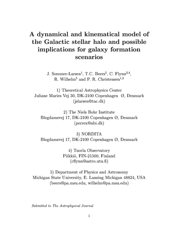 (PDF) A Dynamical and Kinematic Model of the Galactic Stellar Halo and ...