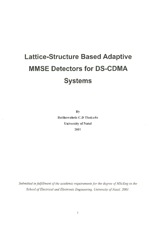 (PDF) Lattice-structure based adaptive MMSE detectors for DS-CDMA systems