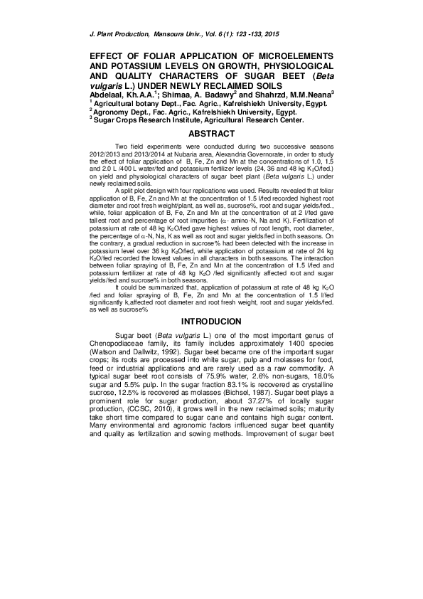 (PDF) EFFECT OF FOLIAR APPLICATION OF MICROELEMENTS AND POTASSIUM ...