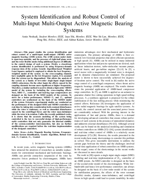 (PDF) System Identification and Robust Control of Multi-Input Multi-Output Active Magnetic ...