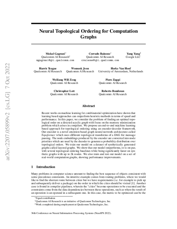 Pdf Neural Topological Ordering For Computation Graphs