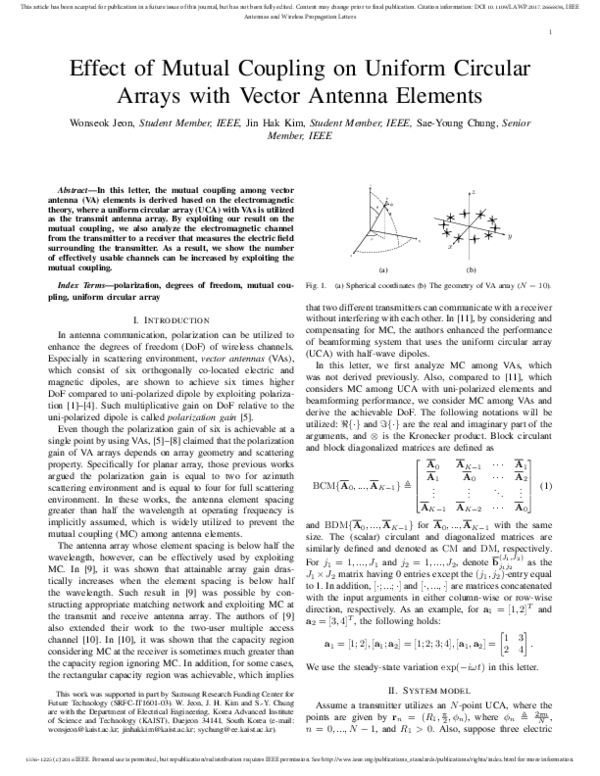 (PDF) Effect of Mutual Coupling on Uniform Circular Arrays With Vector Antenna Elements