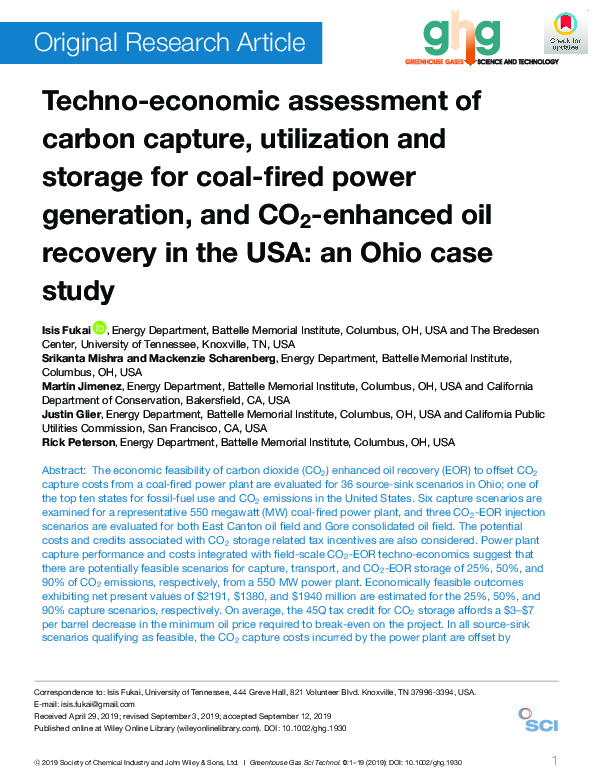 Pdf Techno‐economic Assessment Of Carbon Capture Utilization And
