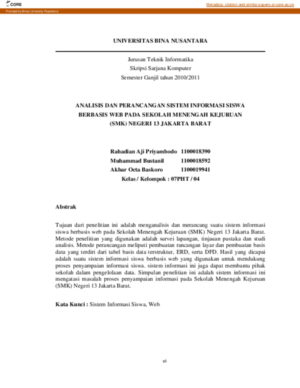 (PDF) Analisis Dan Perancangan Sistem Informasi Siswa Berbasis Web Pada Sekolah Menengah ...